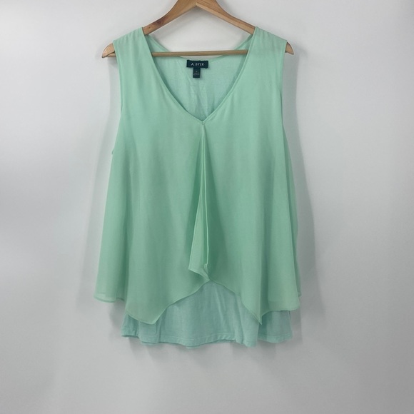 A. Byer | Tops | Soft Mint Light Aqua Flowing Top Shear Overlay Silky ...